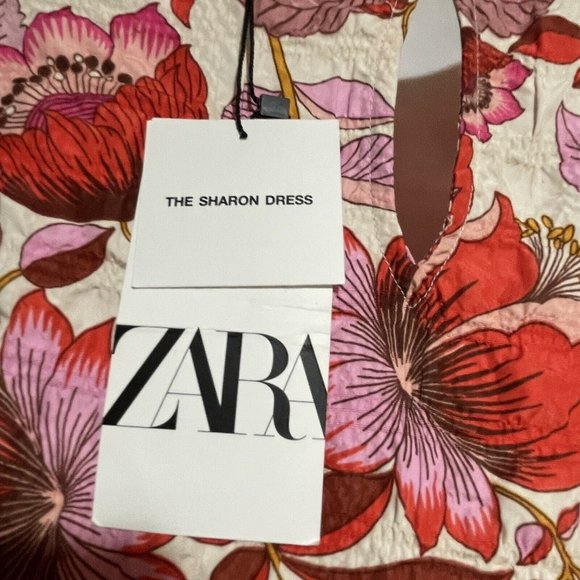 Zara | Dresses | Nwt Zara Sharon Floral Tiered Mini Dress Pink Red Size ...